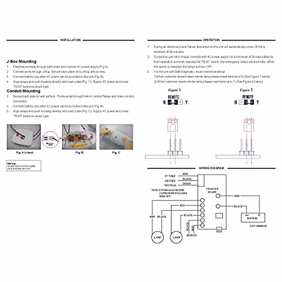 HUBBELL CU2B CU2 Series Commercial Battery Backup, LED Emergency Lighting Fixture with Twin Adjustable Heads, 90-Minute Runtime, UL924 Listed for Damp Locations, 120-277V, Black