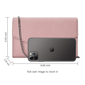 GM LIKKIE Clutch Purse for Women, Evening Envelope Clutch Bag, Crossbody Foldover PU Leather Shoulder Handbag (Pink)