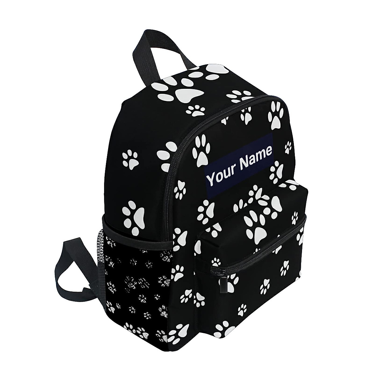 Custom Dog Paw Print Kids Backpack for Girls Boys, Animal Puppy Footprint Toddler Casual Daypack Backpacks, Personalized with Kid's Name Preschool School Bag, Children Travel Bookbag with Chest Strap