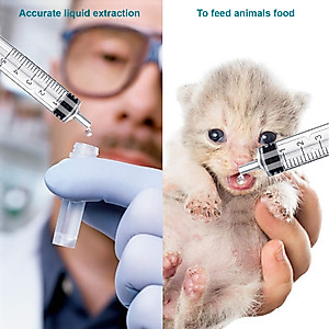 5ml Syringe Without Needle - 5 ml Small Plastic Syringes Sterile Individually Packed with Cap for Lab Medicine Student Measuring Liquid and Pet Dog Cat Baby Feeding Oral Colostrum ( 12 Pack 5cc /ml )