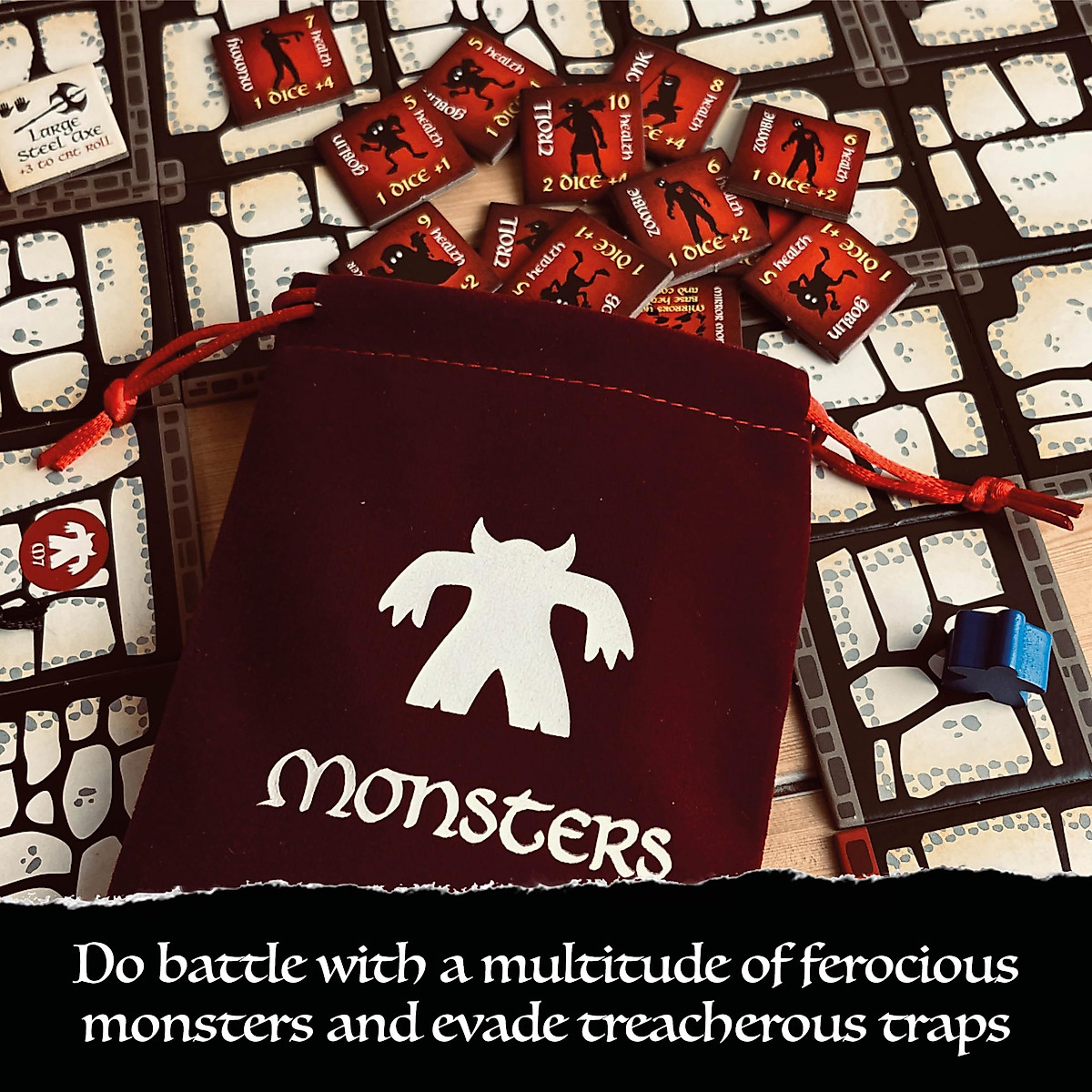 Bag of Dungeon - A Popular Fantasy Crawler Adventure Board Game | Enter The Dragon's Lair | 1-4 Players | Age 7+ | Simple-to-Play | Best Travel & Family Games | Tabletop RPG | Classic Gaming