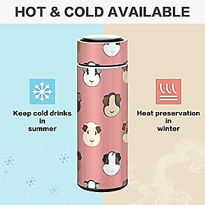 Glaphy Cartoon Guinea Pig Pink Water Bottle, BPA-Free, Stainless Steel, 12 oz Insulated Water Bottles Kids, for School, Office, Gym, Sports, Travel, 350ml