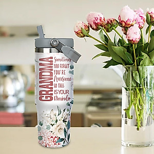 ysnifeiw 30oz Grandma Tumbler with Handle and Straw, Stainless Steel Insulated Nana Cup with Top Handle and Lid, Grandma Coofee Mug Christmas Birthday Gifts for Grammy/Gigi/Mimi