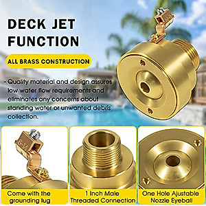 DearChan Swimming Pool Spa Brass Deck Jet Fountain Crown Nozzle w/Ground Lug