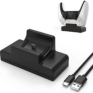 PS5 Controller Charger Station,Daugee Single Fast Charging AC Adapter,PS5 Charging Station Compatible with Dual Playstation 5 Controller（Black）