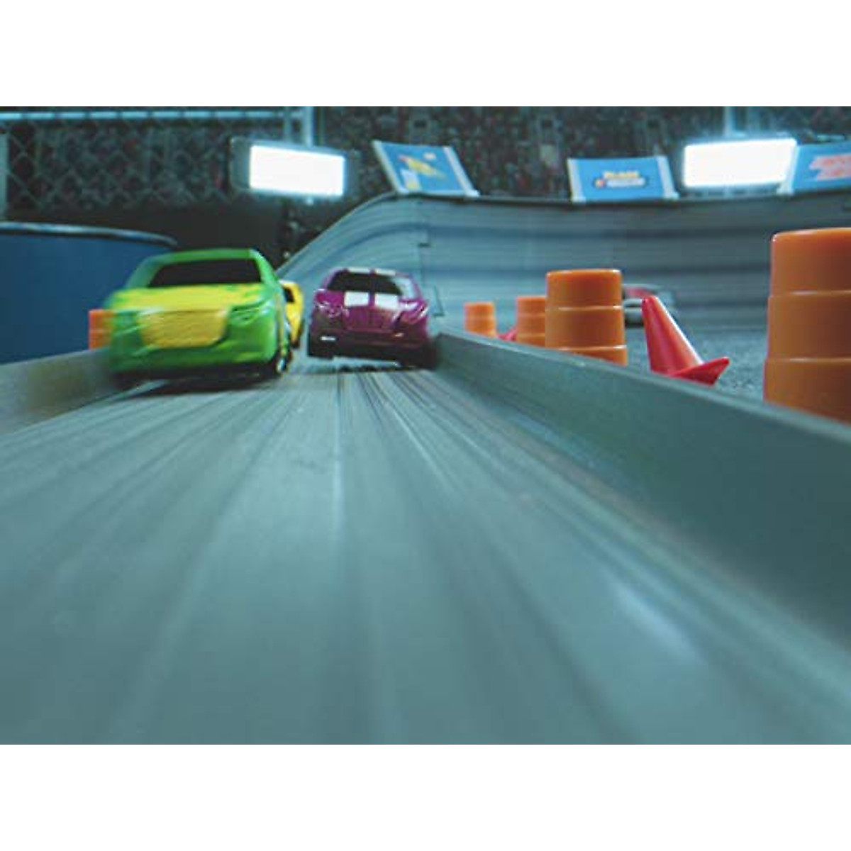 Far Out Toys NASCAR Crash Circuit Short Track Speedway | 2 Electric Powered Cars, 2 Flash Chargers, 6 Driver and Pit Crew Figurines, 3.7 Ft Assembled | Capture The Momentum and Thrill of Nascar