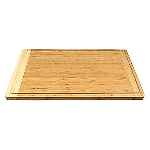 BambooMN Universal Premium Pull Out Cutting Boards - Under Counter Replacement - Designed To Fit Standard Slots - Heavy Duty Kitchen Board with Juice Groove - 22" x 14" x 0.75" - 1 Piece