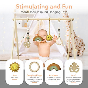 Wooden Baby Gym – Premium Infant Activity Gym with Hanging Bar for Wooden Toys – Wooden Play Gym Frame for Tummy Time Mat – Educational Baby Activity Gym for Newborn Gift for Baby Girl and Boy