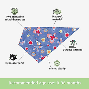Augenstern Cotton Baby Bibs Beauty Flowers Butterfly Blue Baby Bandana Drool Bibs Teething Food Bib