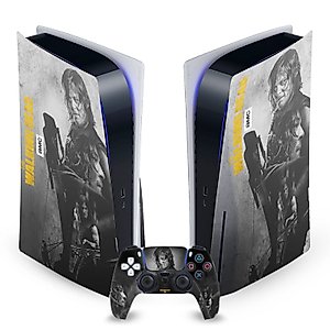 Head Case Designs Officially Licensed AMC The Walking Dead Daryl Double Exposure Daryl Dixon Graphics Vinyl Faceplate Sticker Gaming Skin Decal Cover Compatible With PS5 Disc Console & DualSense