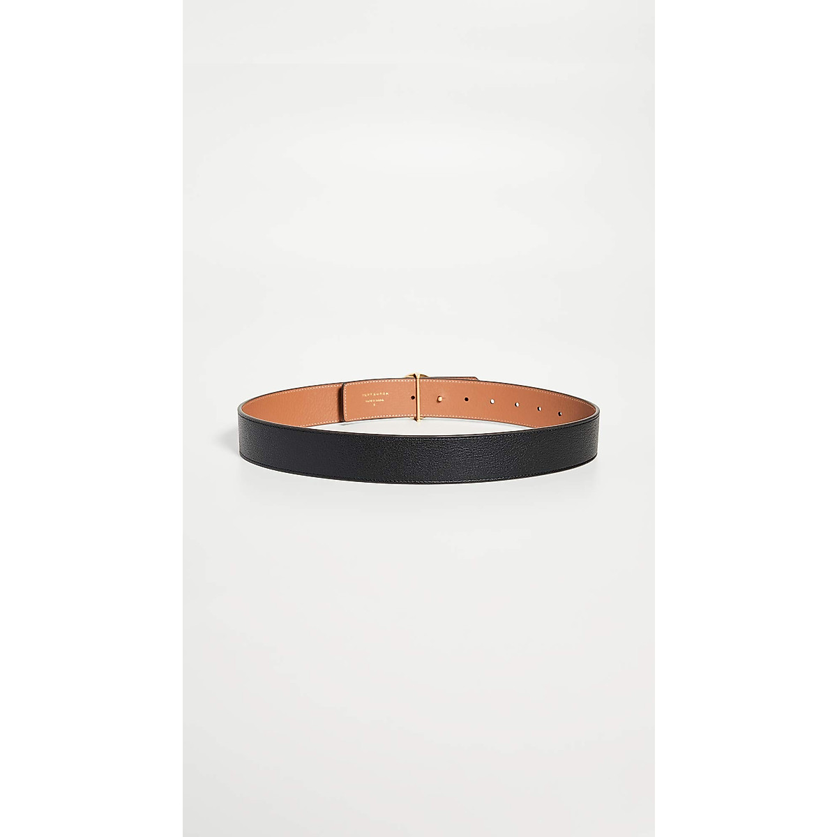 Tory Burch Women's 1.5" Miller Reversible Belt, Black/New Cuoio/Gold, S