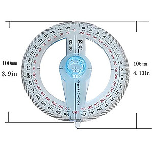 Longdex Swing Arm Protractor Plastic 4Inch 360 Degree Protractor with Swing arm