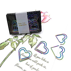 Funny live Hot Plating Color Beautiful Rainbow Love Bookmarks Dazzle Beautiful DIY Paper Clips,12 Pieces per Box