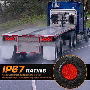 LINKITOM 4 Inchs Round Trailer Lights, Super Bright Red 24 LED Brake Turn Signal Tail Lights with Waterproof Rubber Gaskets for Boat Trailer Truck RV [DOT Certified] [IP67], 2 Pack