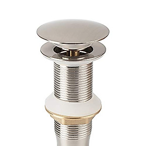 Brushed Nickel Pop Up Sink Drain Without Overflow, Bathroom Faucet Detachable Basket Vessel Sink Drain Stopper