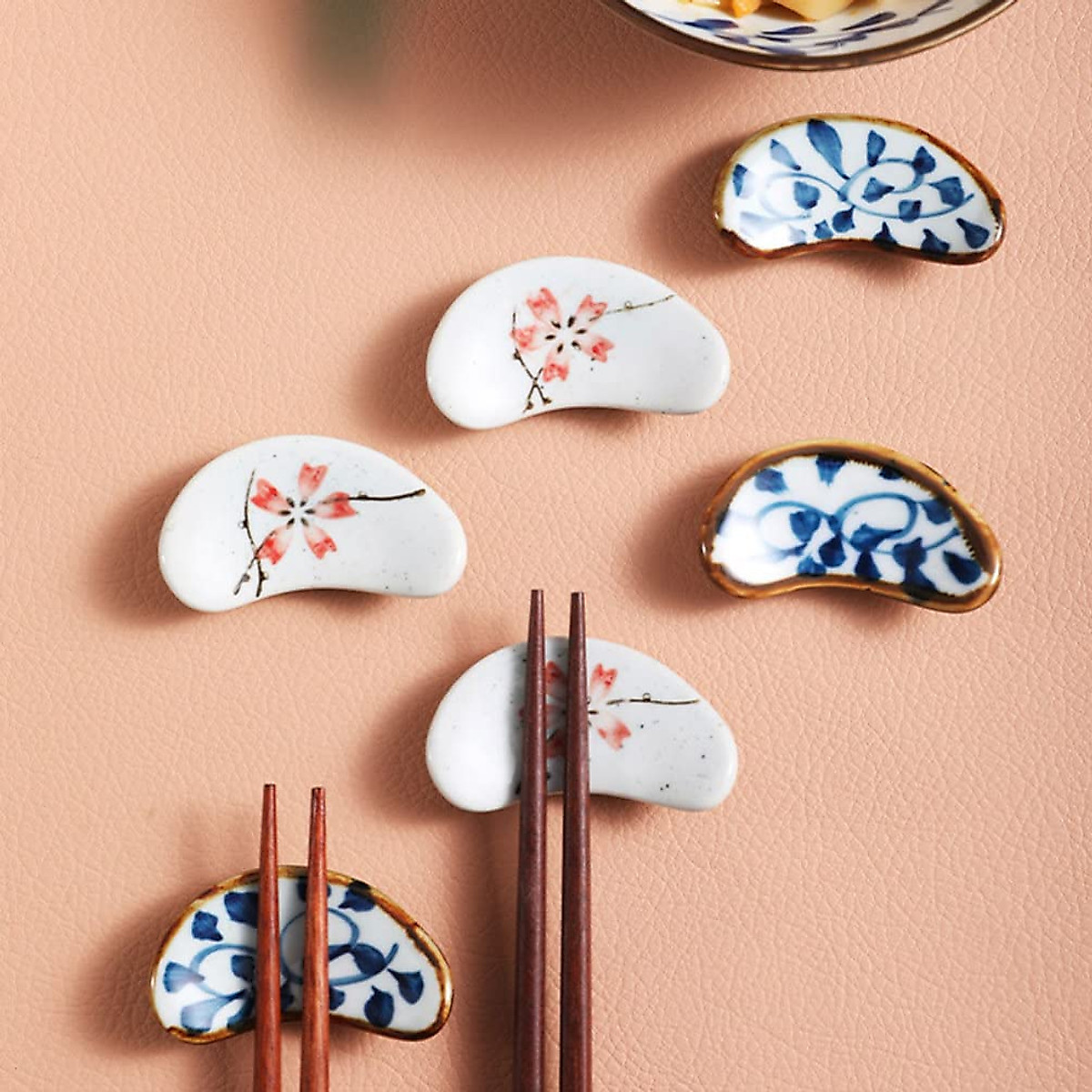 Luxshiny 4pcs Ceramic Chopstick Rest Paint Brush Holder Japanese Spoon Rest Kitchen Utensil Rest Chopstick Holder Ceramic Spoon Rest Tableware Rest Multifunction Ceramics Dishwasher