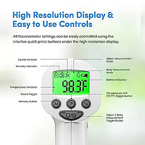 Medical Grade Heavy Duty Touchless Infrared Forehead Thermometer, for Adults & Baby Thermometer Gun, 1s Instant Results