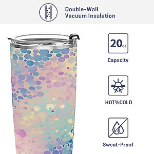Wassud Circle Abstract 20 oz Tumbler with Lid and Straw Stainless Steel Double Wall Vacuum Tumblers Insulated Travel Coffee Mug for Cold and Hot Drinks