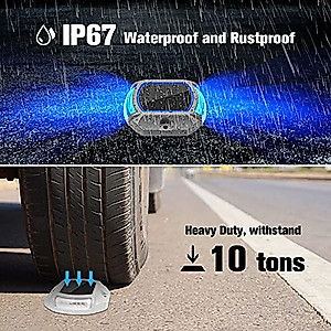 VOLISUN Solar Driveway Lights Dock Deck Lights 12 Pack,2 Colors in 1, LED Solar Powered Waterproof Outdoor Warning Step Lights for Driveway Sidewalk Pathway (2 Colors Lighting,White/Blue)