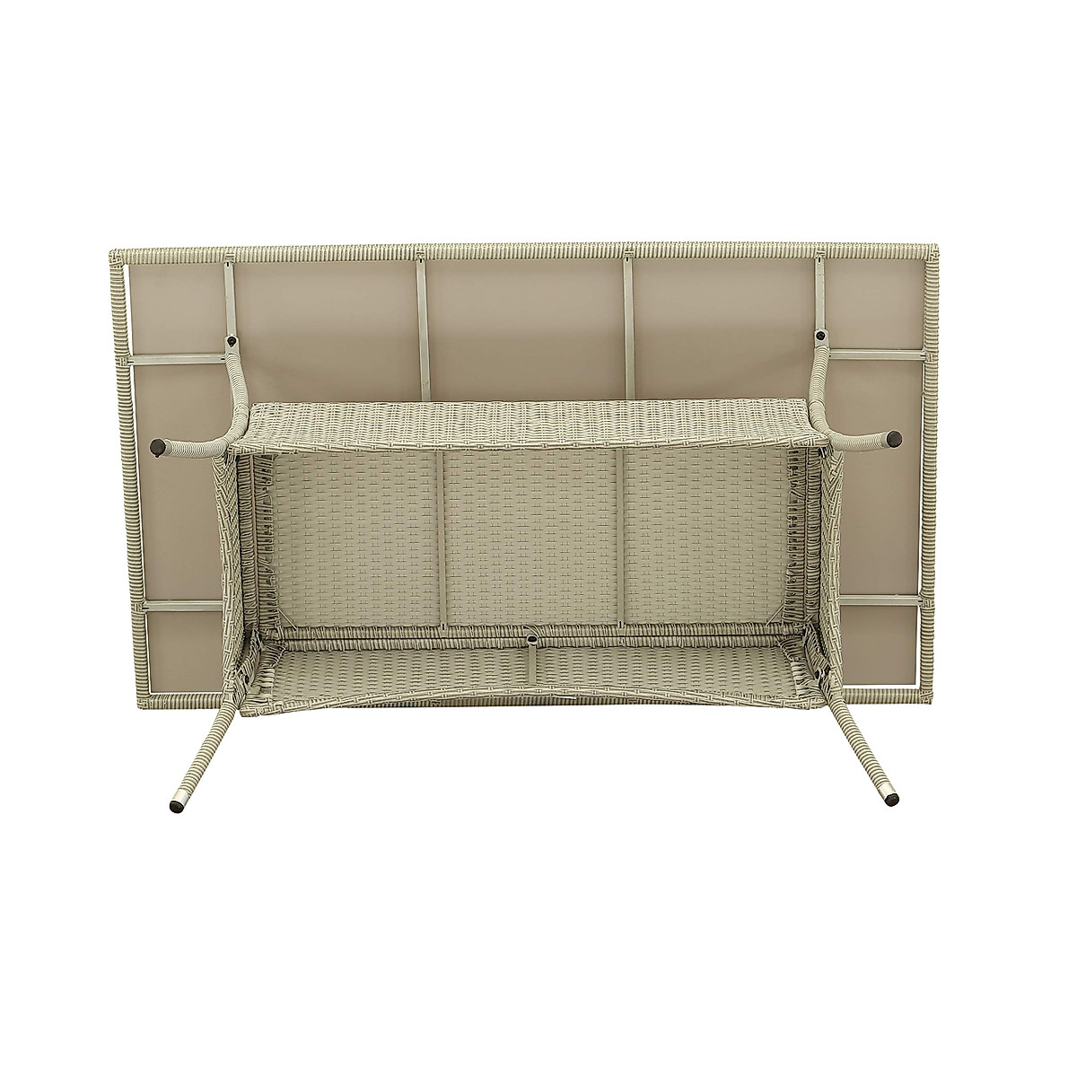 East West Furniture OSOS7-03A Oslo 7 Piece Patio Furniture Wicker Outdoor Set Consist of a Rectangle Dining Table with Glass Top and 6 Balcony Armchair with Cushion, 36x60 Inch