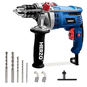 Hammer Drill HERZO Corded Impact Drill 7 Amp 1/2 Inch 2700 RPM,360° Rotatable Handle for Wood,Plastic,Steel