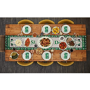 St Patricks Day Table Runner, 72 Inches Long Green Burlap Table Decor Runner, Gnome Grass Rectangle St. Patrick's Day Runners, Perfect Irelan Table Decorations Decor for The Home ( 13 x 72 Inches )