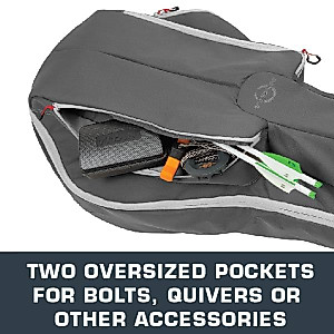 Allen Company Titan Krait Crossbow Case - Soft-Shell Design - Fits Scoped Narrow Limb Crossbows - Oversized Pockets for Bolts, Quivers, and More - Gray/Red - 37" x 19.5"