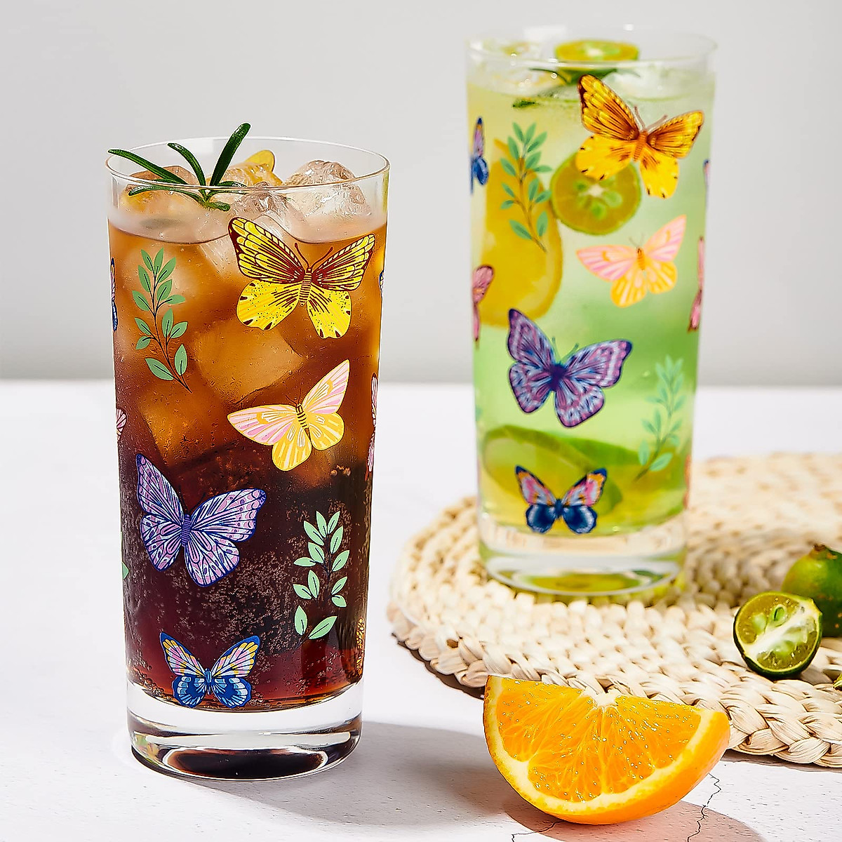 FAIRCRAFT Drinking Glasses Set Of 6,Highball Glasses 16OZ,Clear Water Glasses with Heavy Weighted Base,Made From Premium Borosilicate Glass,Glass Cups for all beverage,Ice Tea&Coffee…