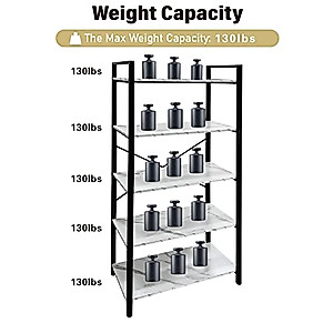 AT-VALY Modern Bookshelf,5-Tier Bookcase MDF Shelving Unit and Metal Frame,Etagere Bookcase for Home Office,Living Room (Black)