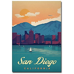 San Diego Vintage Travel Art Refrigerator Magnet Size 2.5" x 3.5"