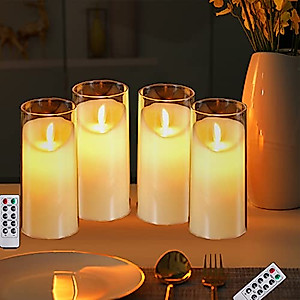 DALANG Flickering Flameless LED Candles with Remote Control and Timer, Ideal for Halloween, Christmas,Partty and Home Decor,Gifts for Wife,Mother,Friend,Set of 4(White 3”Dx6“H)