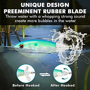 TRUSCEND Top Water Fishing Lures with BKK Hooks, Whopper for Freshwater or Saltwater, Floating Lure Bass Catfish Pike, Wobble Surface Bait Teasers Gifts Men