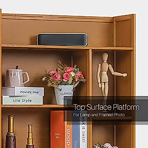 MoNiBloom 6 Tier Bookcase, Bamboo Freestanding Display Shelves Bookcase Open Storage Book Shelves for Living Room Home Office Décor, Brown