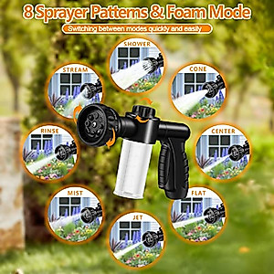 Pup Jet Dog Wash, 8 in 1 Dog Wash Hose Attachment with Soap Dispenser, Dog Washer Water Hose Spray Nozzle, for All Kinds of Pet Showers, Car Wash, Watering Lawns and Plants (Black)