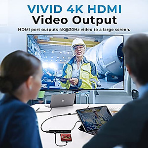 Aluminum USB Hub, USB-C Hub with 2.0 and 3.0 USB Ports, HDMI Port and 5V Charger, 5-in-1 USB Hub for USB C Devices, Black - AZTCK