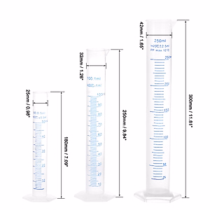 uxcell Plastic Graduated Cylinder, 50ml 100ml 250ml Measuring Cylinder, Double-Sided Metric Marking, Clear Hex Base, 3 in 1 Set