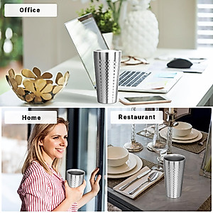 Offiper Metal Cup, 19 oz Insulated Tumbler, 4 Pack Double Wall Unbreakable Stackable Water Tumblers Premium Insulated Stainless Steel Cups Drinking Glasses for Home Travel Camping Outdoor