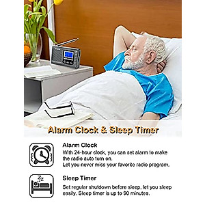 Portable Radio, ZHIWHIS AM FM Shortwave Radios with Best Reception, Battery Operated Clock Radio with Preset Function, Alarm Clock Digital Tuner with Sleep Timer
