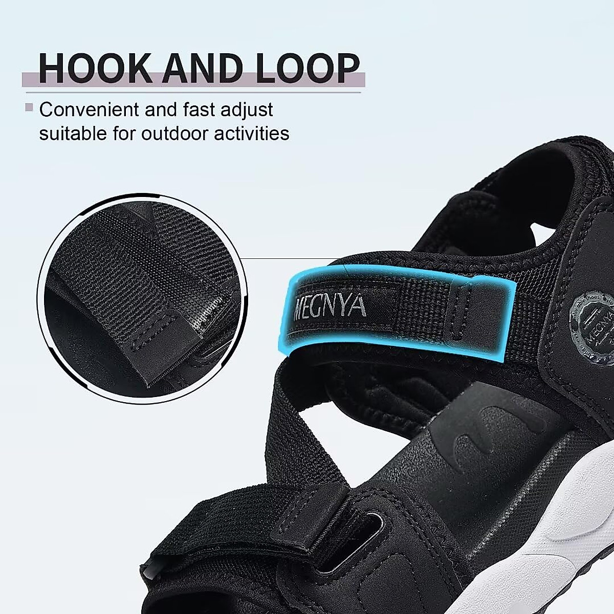 MEGNYA Arch Supportive Walking Sandals for Womens, Thickening Outsole Sandals for Summer Dress, Anti Slip and Shock Absorber Hiking Sandals for Vacation Black Size 8