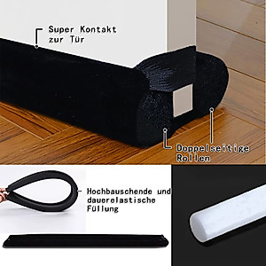 BKSAI Door Draft Stopper for Doors 29-35" No Adhesive Draft Stopper for Bottom of Door Draught Excluder Under Door Wind Blocker Reduce Noise Draught Excluder Sweep Sound Proof(Black)