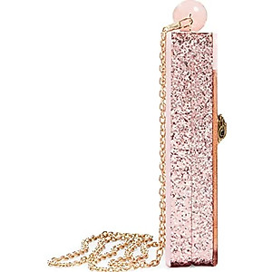 Kurt Geiger Women's Perfume Clutch Kiss Lock Pink Glitter Acrylic Shoulder Bag