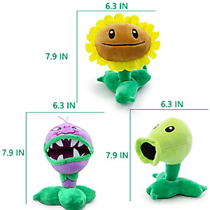 Maikerry 3 Pieces Plants and Zombies vs Plush Toy, 8'' Tall PVZ Stuffed Figure Doll for Children, Great Gifts for Kids and Fans