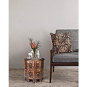 Small Table, Round End Table,Side Table, Side Tables Living Room,End Table,Round Side Table,Altar Table, Carved Side Table,Wood Accent Table,Carved Wood Table 12 Inch Round Top x 12 Inch High - Burnt