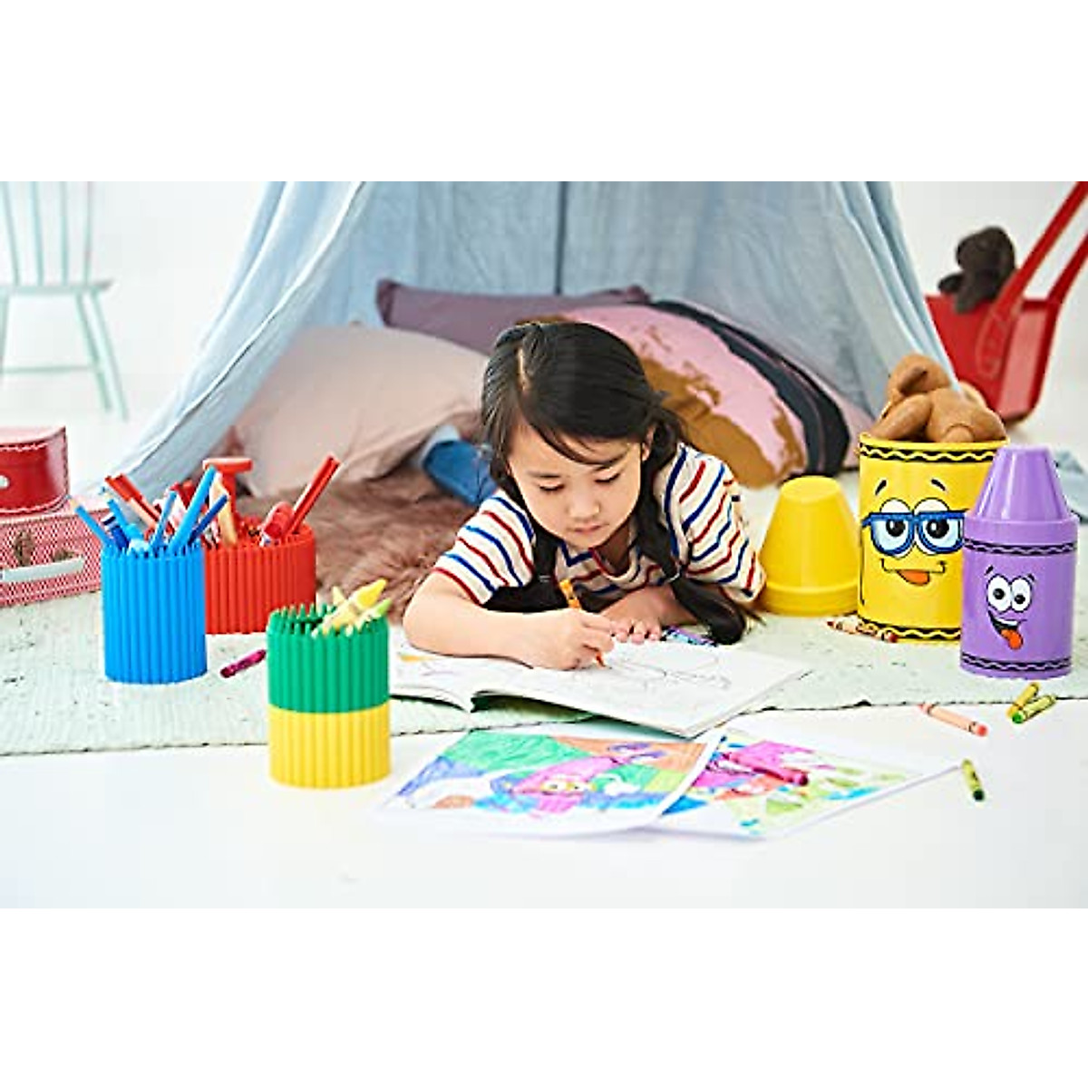 Room Copenhagen Colorful Tip Character Storage Box, Creative Container for Kids Arts and Crafts Supplies, Stationeries, Small Toys and Keepsakes - Violet (Purple), Kids 3.5 Years and Up, (20062587)