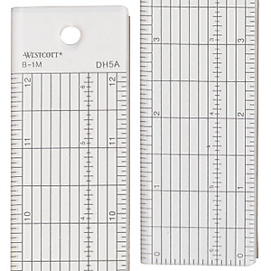 Westcott Grid Ruler with Metal Cutting Edge, 1.5 x 12, Transparent (B-1M)