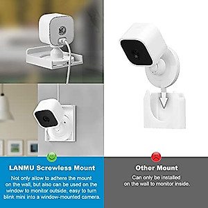 LANMU Window Mount Compatible with Blink Mini, Indoor Screwless Mounting Bracket Holder, Strong Adhesive Mount, No-Hole Needed