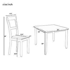 Appot AT-ST000036AAP 5 Piece, Industrial Wooden Table and 4 Chairs, Kitchen & Dining Sets for Dining, Kitchen, Bar, Living Room, Breakfast Nook, Espresso