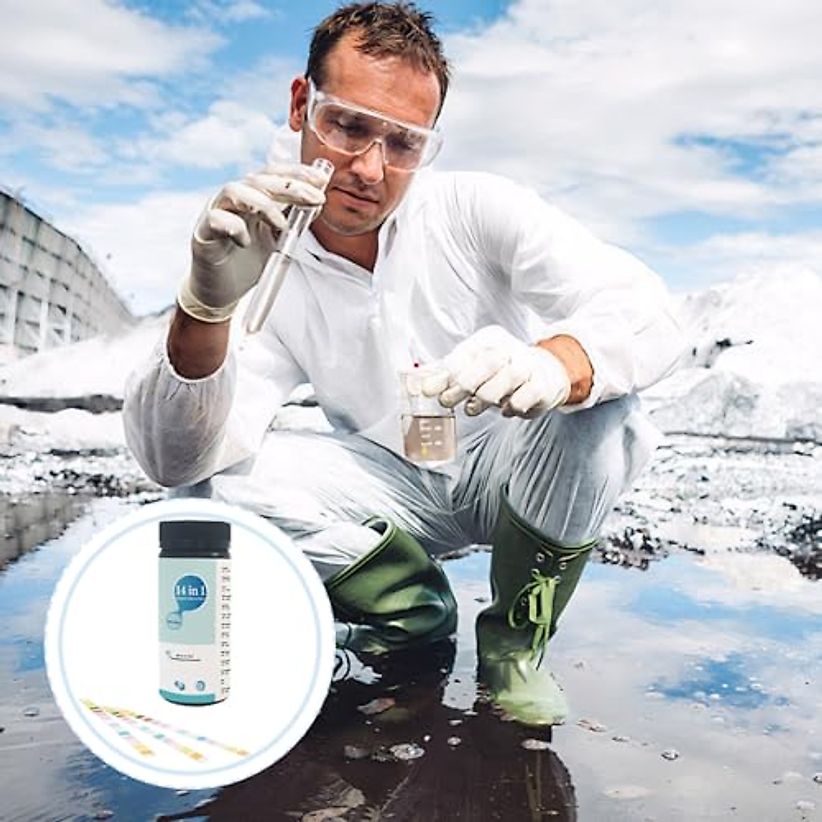 QmjdDymx 100Pcs Drinking Water Test Kit, 14 in 1 Water Test Kit, Universal Water Tester for Drinking Water, Quick & Easy Home Water Testing Kit for Hardness, Lead, Water Tester Test Strips