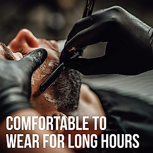 EQPT Disposable Nitrile Gloves, Powder Free, Black, Box of 100, Commercial Grade, Food Safe (Large/X-Large)