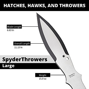 Spyderco SpyderThrowers - Large - Set of Three 8Cr13MoV Stainless Steel Knives and Leather Sheath - TK01LG